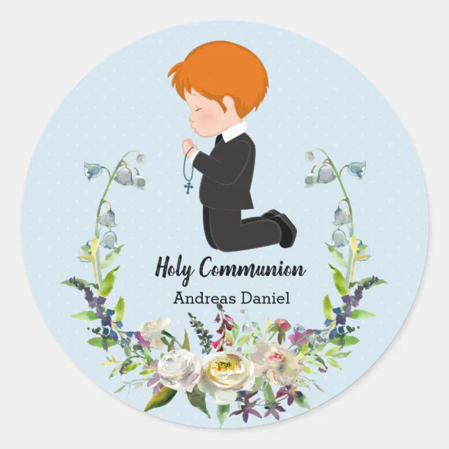 Holy Communion wreath Classic Round Sticker | Zazzle