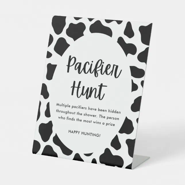 Holy Cow Baby Shower Pacifier Hunt Game Sign | Zazzle