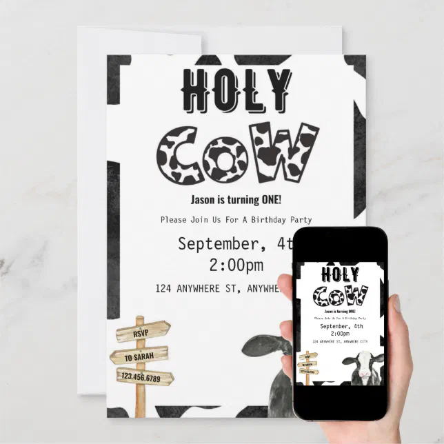 Holy Cow Birthday Invitation | Zazzle