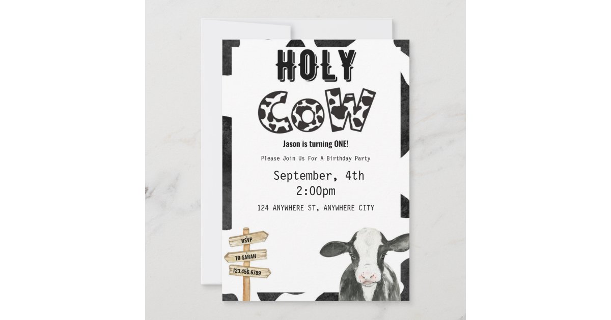 Holy Cow Birthday Invitation | Zazzle