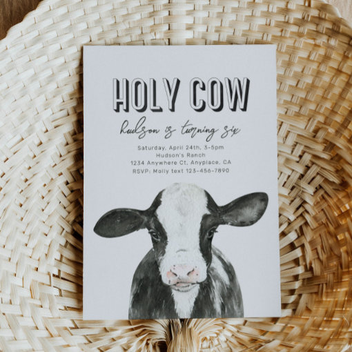 Holy Cow Birthday Invitation | Cow Party | Zazzle