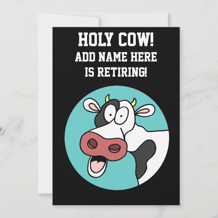 Holy Cow Cartoon Retirement Party Invitation | Zazzle