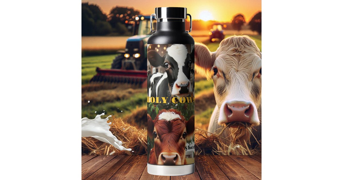 Holy Cow Collage Cool Milk Hot Chocolate Water Bottle | Zazzle