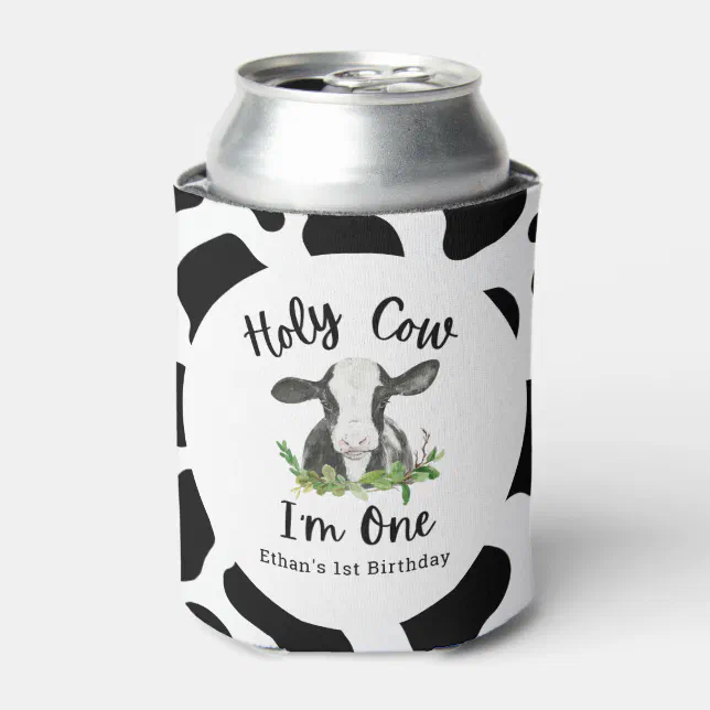 Holy Cow Cow 1st Birthday Party Favor Can Cooler | Zazzle