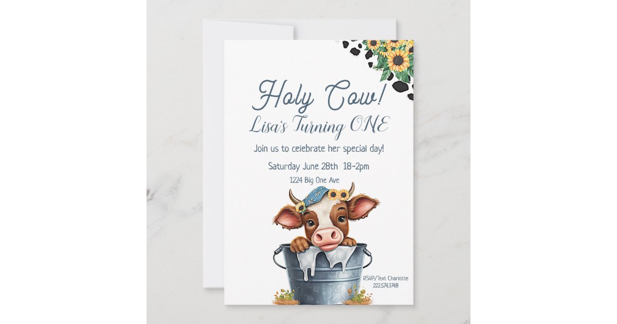 Holy Cow First Birthday Invitation | Zazzle