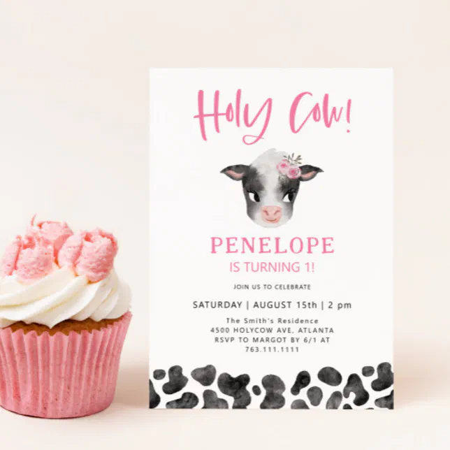 Holy Cow Girl 1st Birthday Invitation | Zazzle