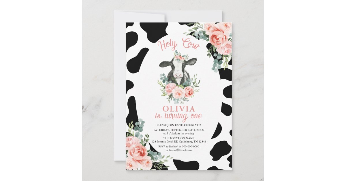Holy Cow Girl 1st Birthday Invitation | Zazzle
