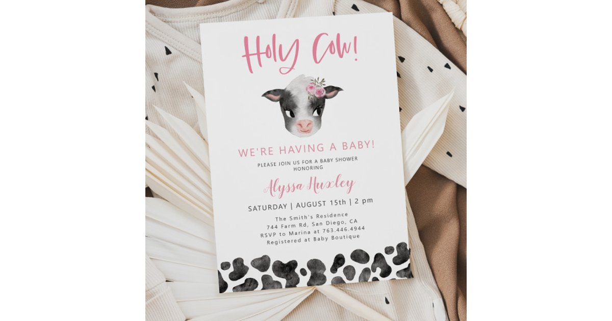 Holy Cow Girl Baby Shower Invitation | Zazzle