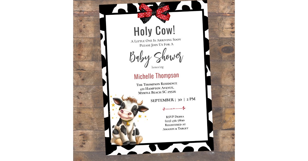 Holy Cow Girl Baby Shower Invitation | Zazzle