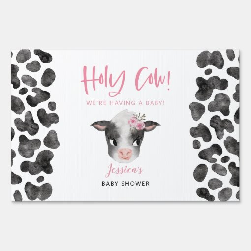 Holy Cow Girl Baby Shower Yard Sign | Zazzle