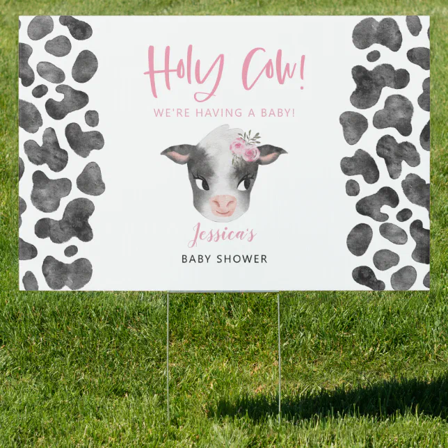 Holy Cow Girl Baby Shower Yard Sign | Zazzle