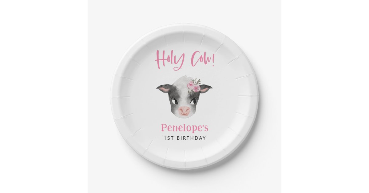 Holy Cow Girl Birthday Party Paper Plates | Zazzle