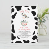 Holy Cow Girl Pink Floral Farm 1st Birthday Invitation | Zazzle