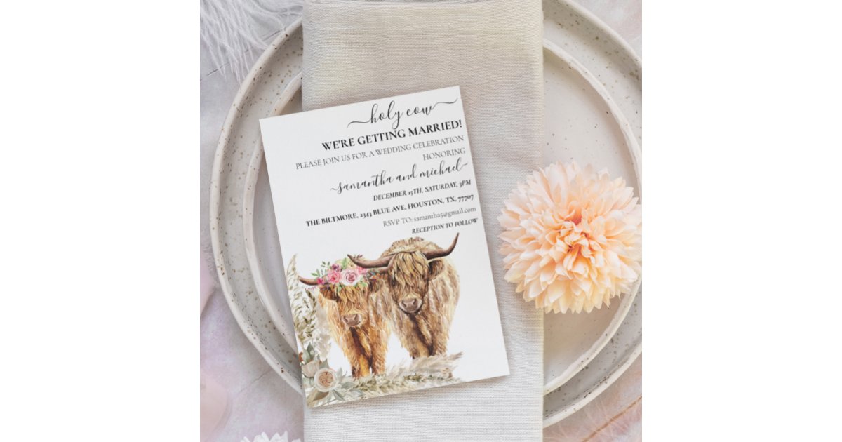 Holy Cow Highland Wedding Invitation | Zazzle
