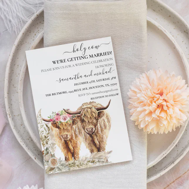 Holy Cow Highland Wedding Invitation | Zazzle