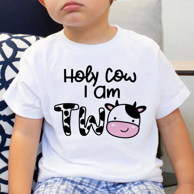 Holy Cow I Am Two Boy 2nd Birthday T-Shirt | Zazzle