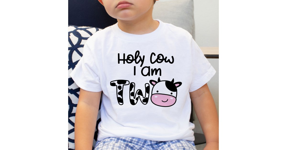 Holy Cow I Am Two Boy 2nd Birthday T-Shirt | Zazzle