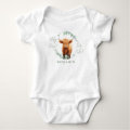 Holy Cow I'm Cute Boho Greenery Highland Cow Baby Bodysuit | Zazzle