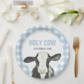 Holy Cow I'm One blue Plaid birthday Paper Plates | Zazzle