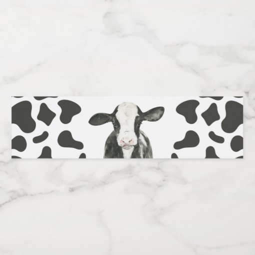 Holy Cow I'm One Cow Print Birthday Water Bottle Label | Zazzle