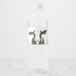 Holy Cow I'm One Cow Print Birthday Water Bottle Label | Zazzle