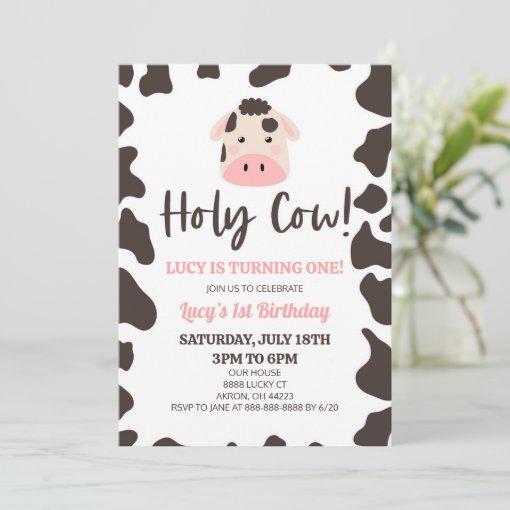 Holy Cow! I'm Turning One 1st Birthday Party Invitation | Zazzle