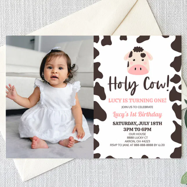 Holy Cow! I'm Turning One 1st Birthday Party Invitation | Zazzle