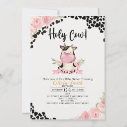 Holy Cow It's a Girl Cute Cow Invitation | Zazzle