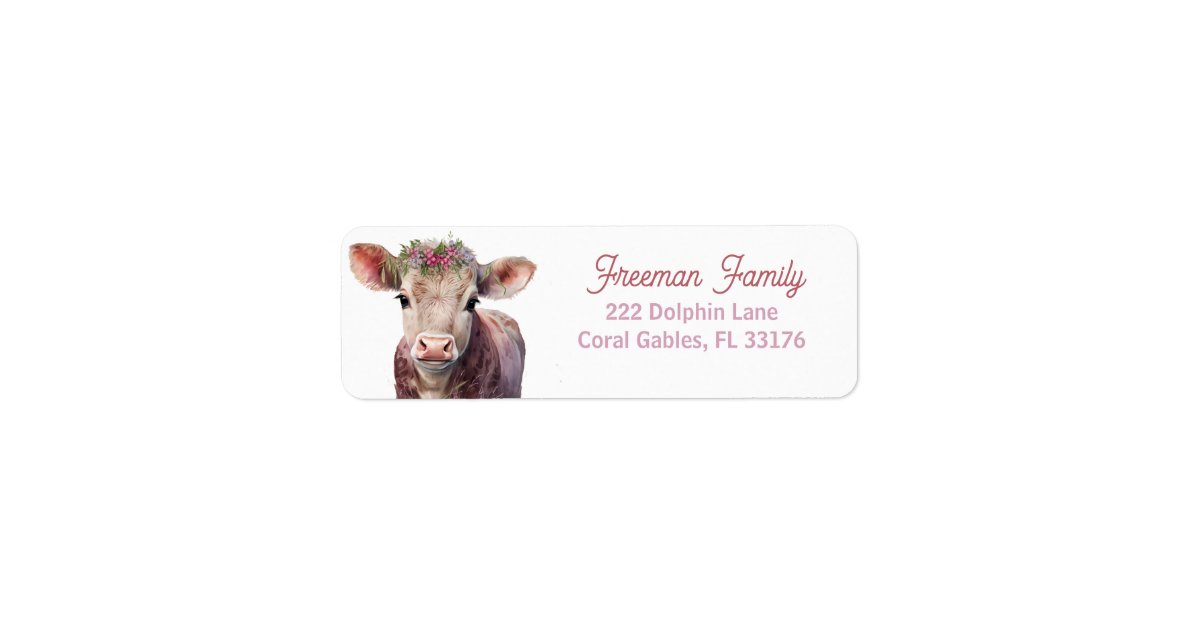 Holy Cow Pink Floral Birthday Address Label | Zazzle