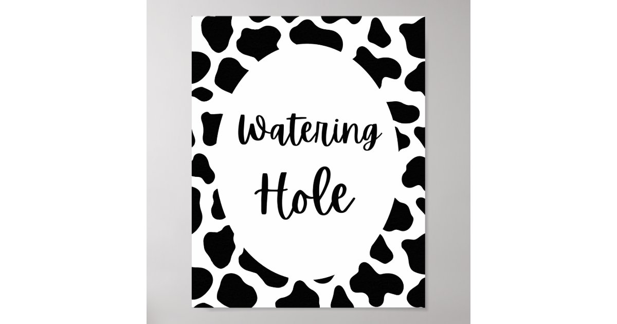 Holy Cow Print Birthday Watering Hole Sign Poster | Zazzle