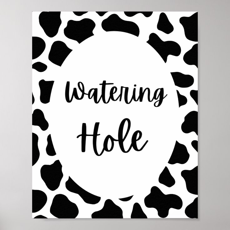 Holy Cow Print Birthday Watering Hole Sign Poster | Zazzle