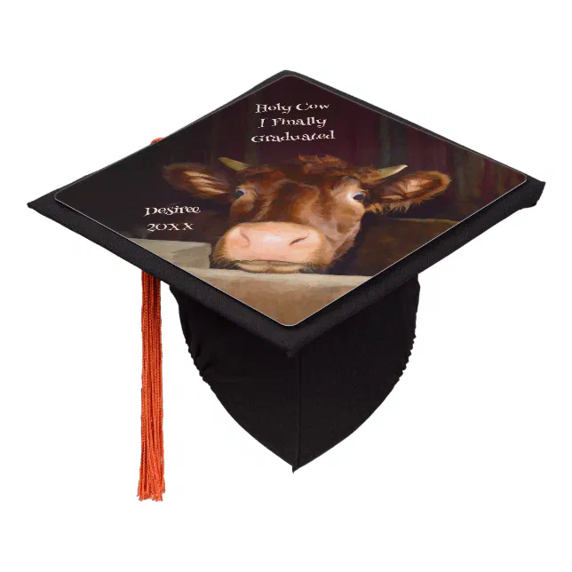 Holy Cow Rustic Country Barn Funny Farm Graduation Cap Topper | Zazzle