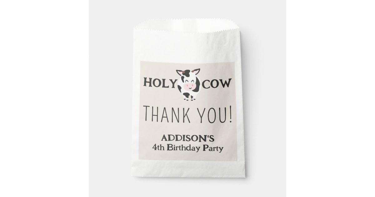 Holy Cow Thank You Farm Animal Party Favor Bag | Zazzle