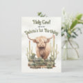 Holy Cow Turning One Highland Cow Birthday Invitation | Zazzle