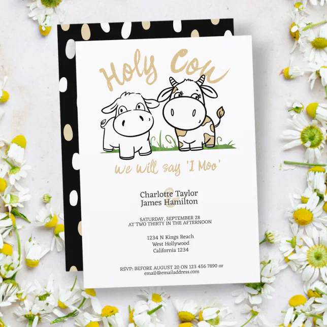 Holy Cow We Will Say I Moo Wedding Invitation | Zazzle