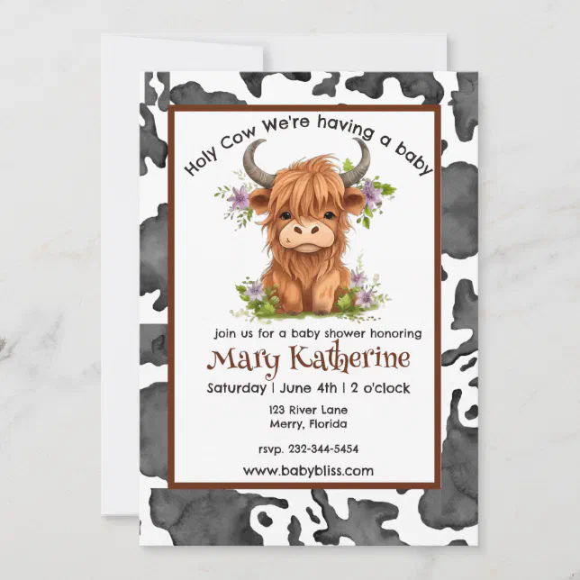Holy Cow We're Having a Baby Invitation | Zazzle