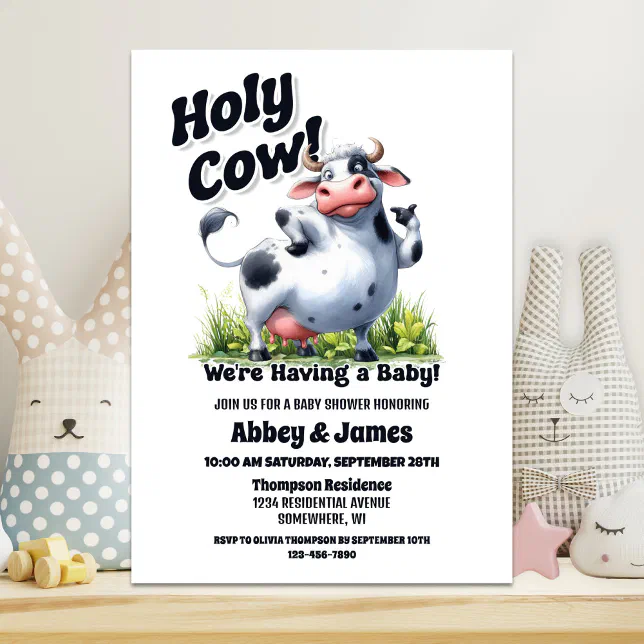 Holy Cow We're Having a Baby Shower Invitation | Zazzle