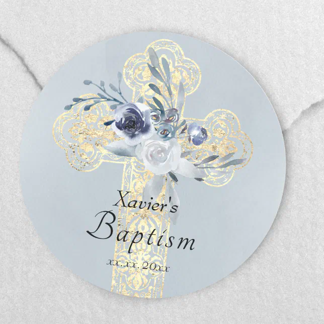 Holy Cross Baptism Classic Round Sticker | Zazzle