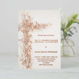 Holy cross Baptism Foil Invitation | Zazzle