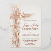 Holy cross First Holy Communion Foil Invitation | Zazzle