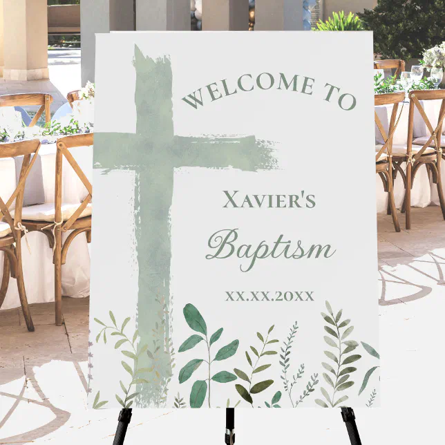 Holy Cross greenery Baptism Foam Board | Zazzle