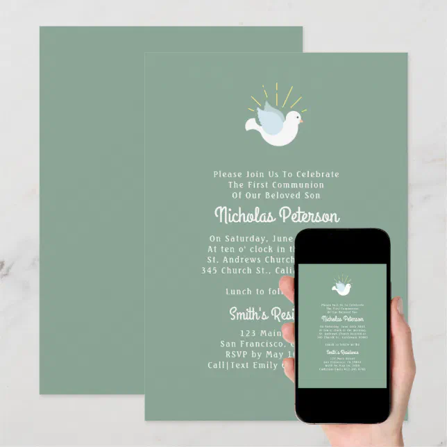Holy Dove | First Confirmation Invitation | Zazzle