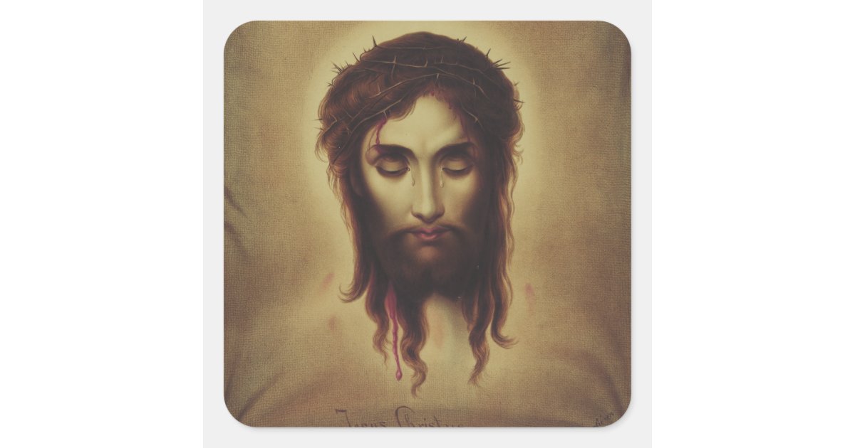 Holy Face of Jesus Christ Square Sticker | Zazzle