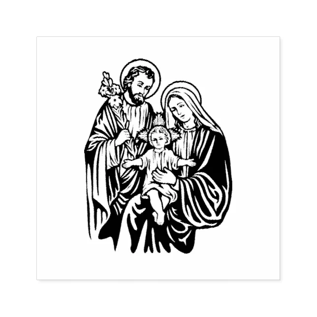 Holy Family Jesus Mary Joseph Catholic Religious Rubber Stamp | Zazzle