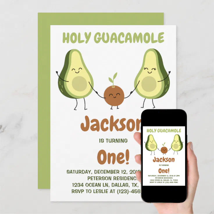 Holy Guacamole Avocado Birthday Party Invitation | Zazzle