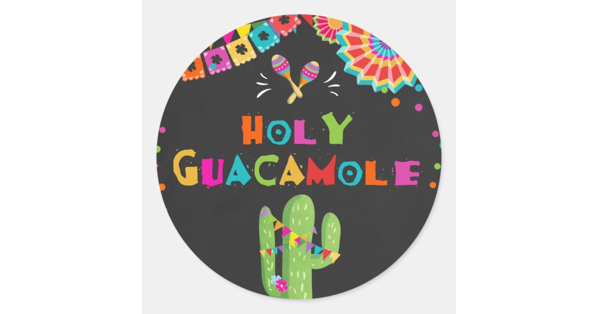 Holy Guacamole fiesta favor tag Sticker Cactus | Zazzle