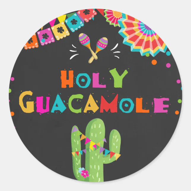 Holy Guacamole fiesta favor tag Sticker Cactus | Zazzle