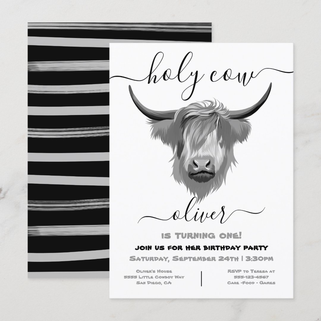 Holy Highland Cow Birthday Party Invitation | Zazzle
