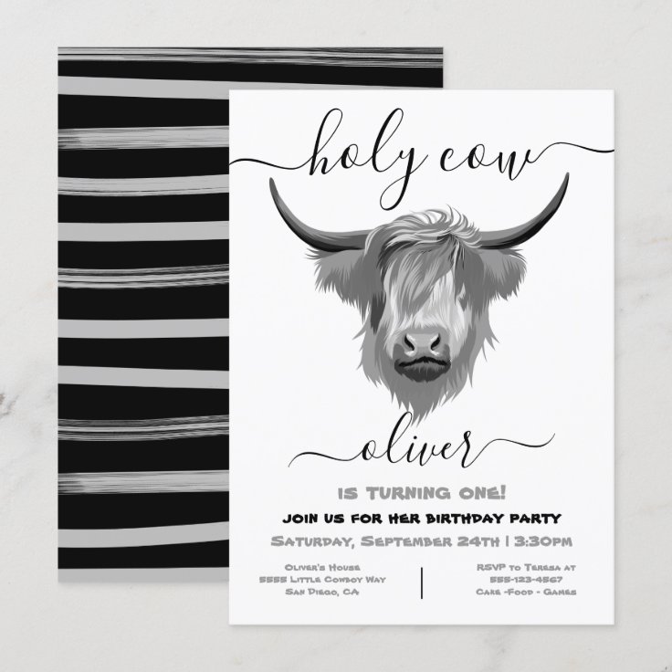 Holy Highland Cow Birthday Party Invitation | Zazzle