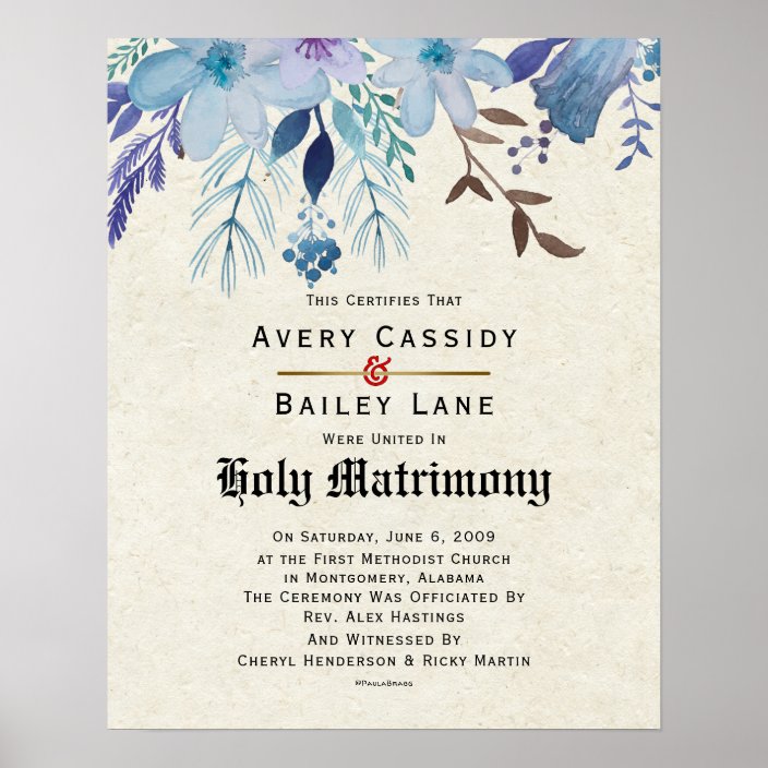 Holy Matrimony ♥ Wedding Certificate Poster | Zazzle.com